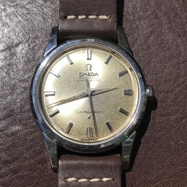 SOLD SS 1961 Omega Constellation 14381 Reference w/ Patina'd Champagne ...