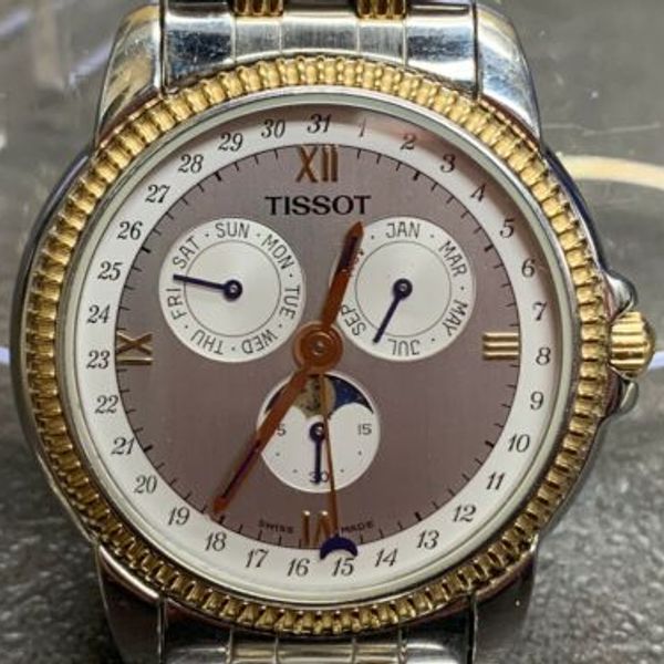 TISSOT Two Tone CASABLANCA Triple Date MOONPHASE Quartz WATCH C285 ...