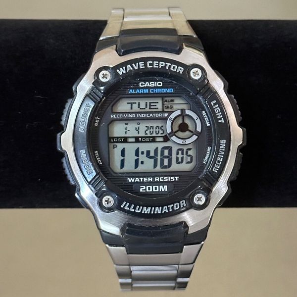 CASIO WAVE CEPTOR Illuminator Men's Watch WV-200A Digital Chrono 7.75 ...