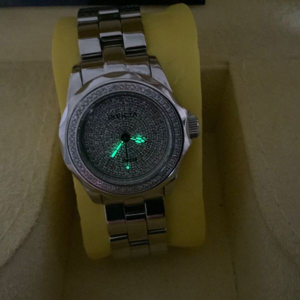 RARE INVICTA 1.5 CARAT PAVE DIAMOND DIAL & DIAMOND BEZEL SWISS QUARTZ ...