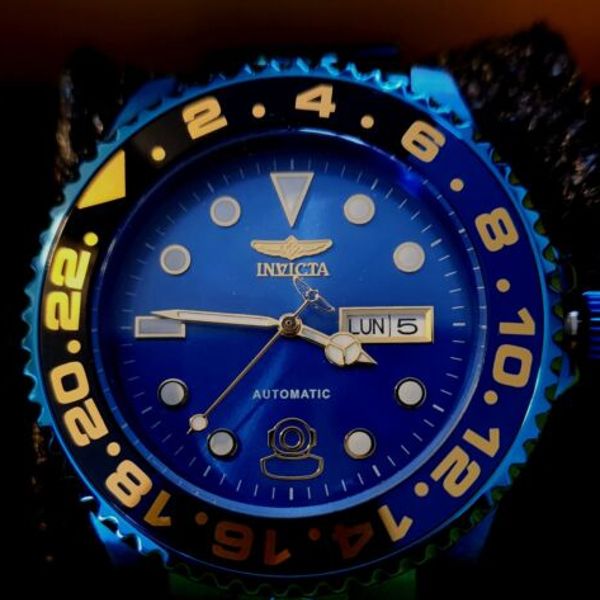 Invicta Grand Diver 47mm Blue Stainless Steel Blue Label Automatic ...
