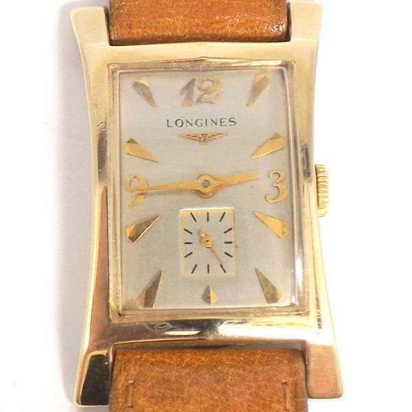 14K Gold Longines 9LT Hourglass Art Deco Flared Case Men's Wrist Watch ...