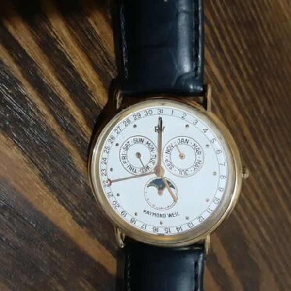 Mens Raymond Weil Triple Calendar 5483 18kt Gold Plated Watch ...