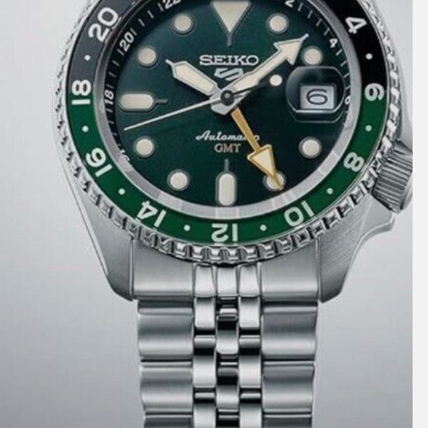 Seiko 5 Five Sports SSK035 GMT Automatic Watch 100 Meter Green Dial ...