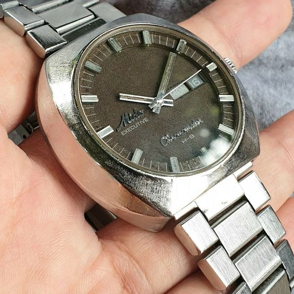 Mido Executive H-B Chronometer UFO Brown Dial Auto Mens Vintage Watch ...