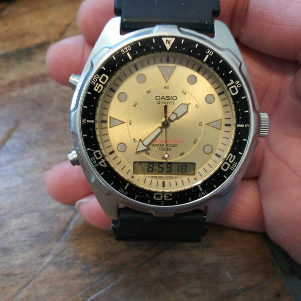 Casio AMW-320D Digital Analog Alarm Chronograph 100M Diver Mens Watch ...