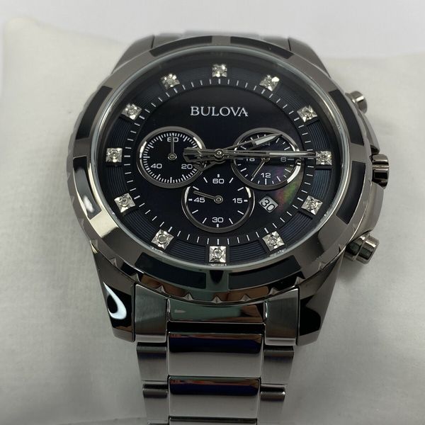 Bulova Chronograph Diamonds Quartz MOP Dial Stainless Steel Men's Watch ...