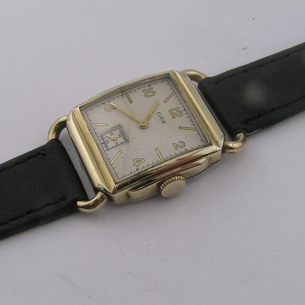 Vintage Elgin Watch Fancy Case Horn Lugs 1940's 15j Cal 554 Working ...