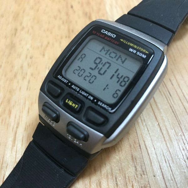Vintage Casio DB-37H Mod 2524 Men Digital Data Band Chrono Watch Hour ...