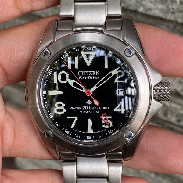 Rare Citizen Promaster GMT Titanium Eco Drive Black Dial Date Solar Men ...
