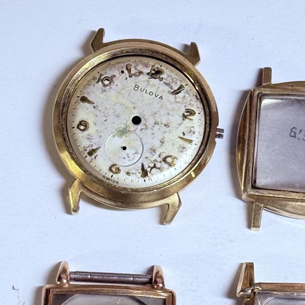 LOT OF 9 BULOVA 10K & 14K ROLLED GOLD PLATE WRIST WATCH CASES -RGP ...