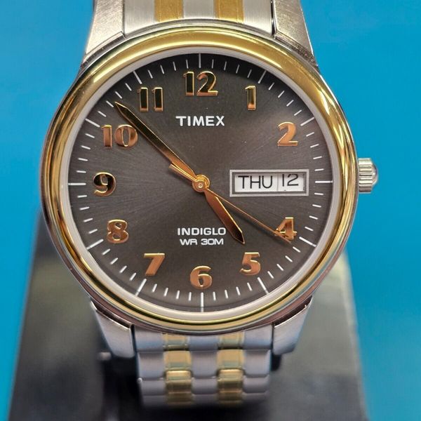 Working Timex Indiglo Two-Tone Expandion Men's Wristwatch T26481 / Bad ...
