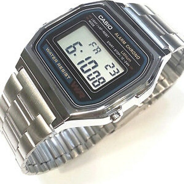 CASIO Digital Classic Alarm Chronograph A158WA A158 NEW SILVER TONE ...