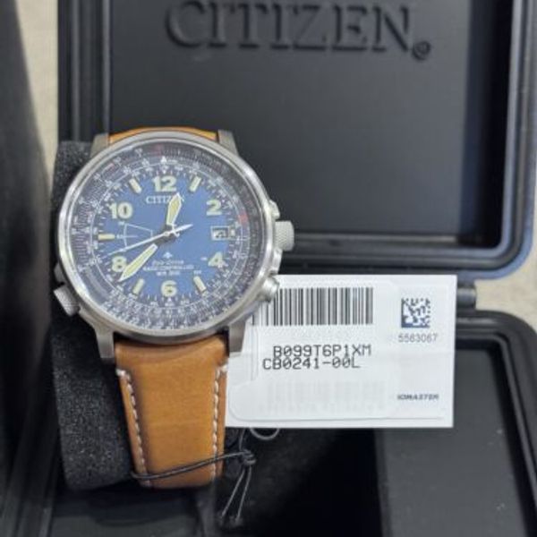 NEW Citizen CB0241-00L Air Skyhawk Promaster Sapphire Blue Dial Leather ...
