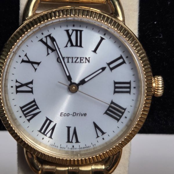 E031 CITIZEN ECO-DRIVE Women's Classic Coin Edge Gold Tone Black ...