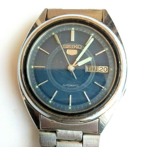 vintage seiko 5 7009-3040 Day/date automatic men watch Purple dial work ...