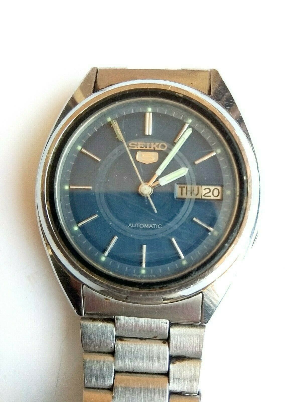 vintage seiko 5 7009-3040 Day/date automatic men watch Purple dial work well | WatchCharts ...