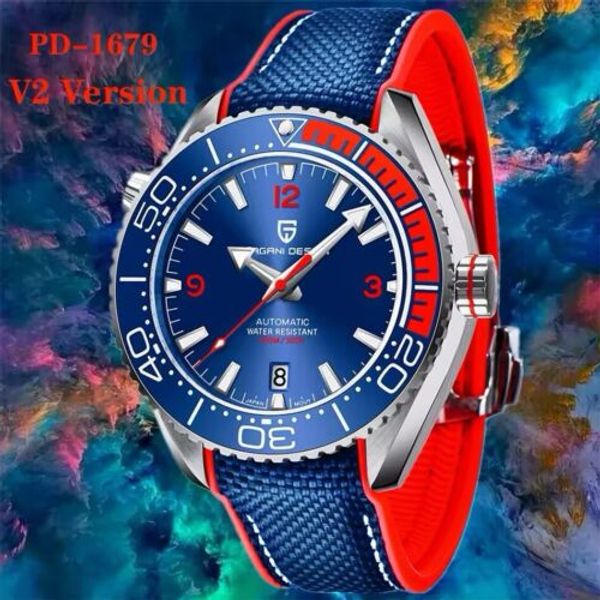 Pagani Design PD-1679 Blue Red Blue Automatic Watch | WatchCharts ...