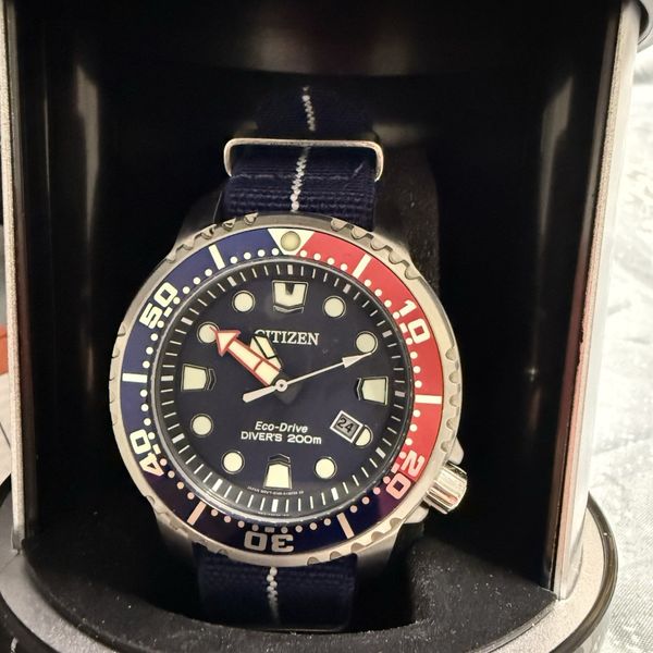 Citizen Promaster Pepsi Dive Eco Drive Stainless Steel Watch E168 ...