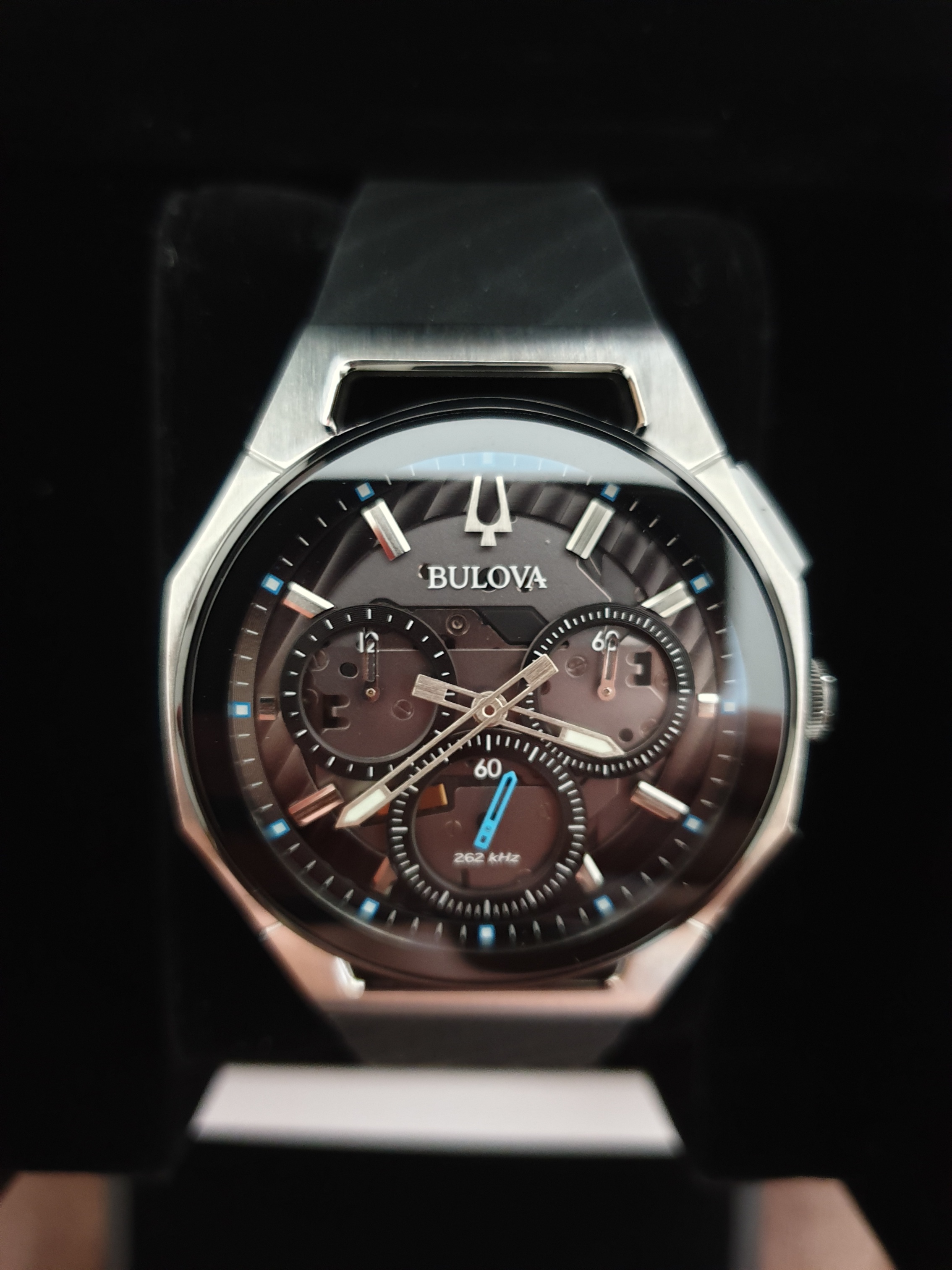 FS: Bulova CURV Stainless Steel Chronograph Black Band Watch 98A161 ...