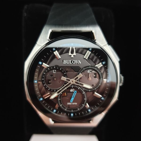 FS: Bulova CURV Stainless Steel Chronograph Black Band Watch 98A161 ...