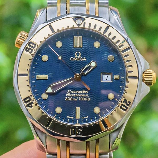 FS: Omega Seamaster 300 M Diver Blue Dial Yellow Gold & Steel Bracelet ...