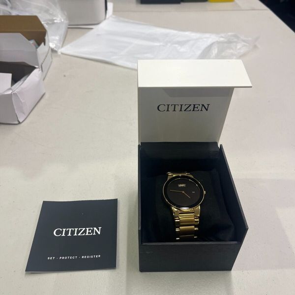 CITIZEN AXIOM ECO-DRIVE GOLD TONE MEN'S WATCH AU1062-56E - NEW DEFECT ...