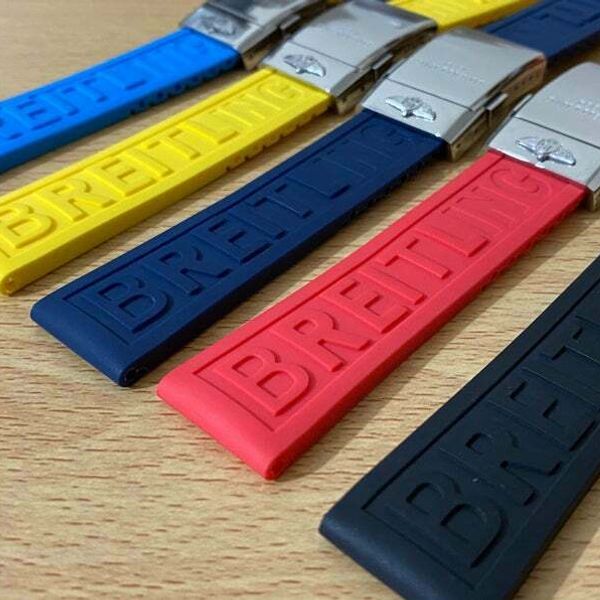 Breitling 22mm Replacement Rubber Strap With Steel Deployment CLASP 5X ...