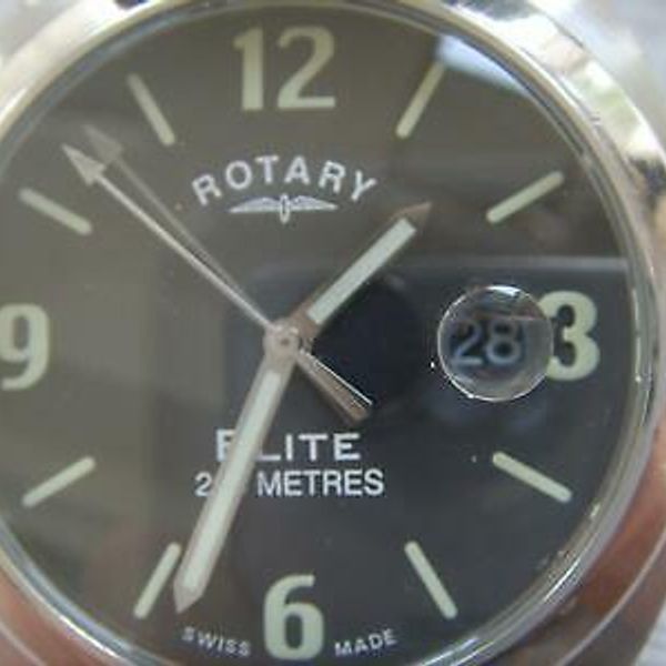 MENS ROTARY ELITE 200M SWISS MADE DATE WATCH SAPPHIRE GLASS BOXED NEW ...