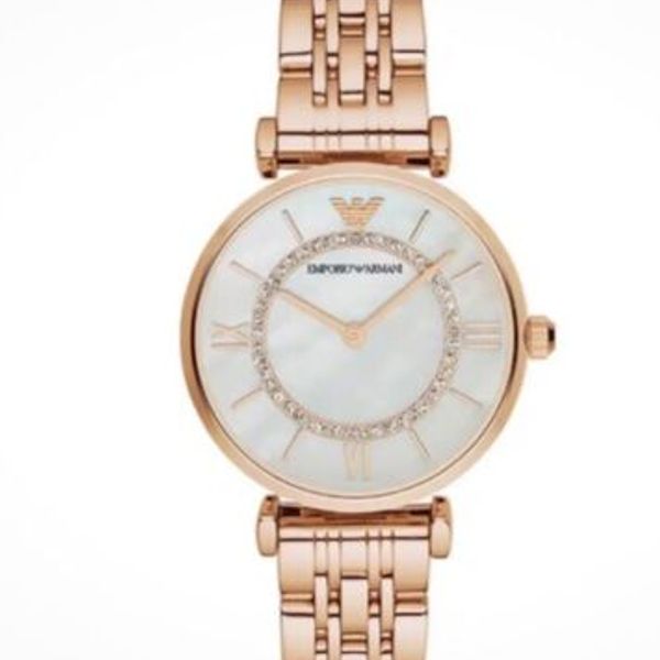 Emporio Armani Classic AR1909 Ladies Rose Gold Gianni T-Bar Watch New ...
