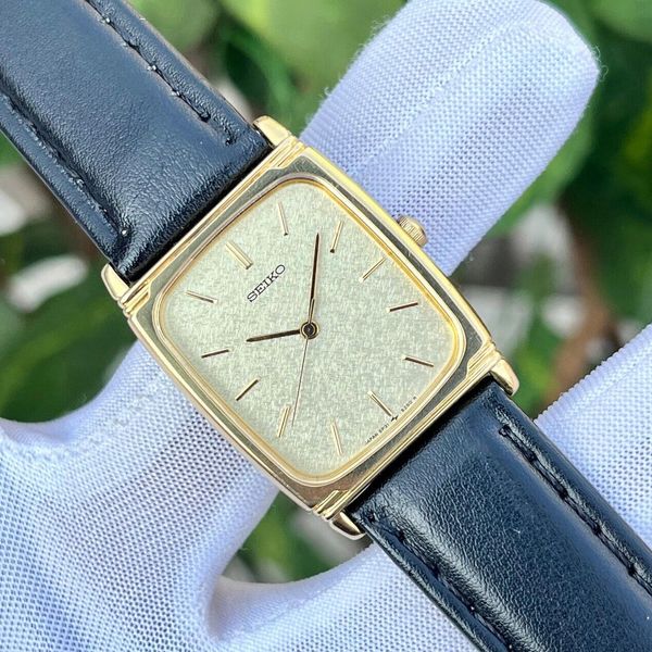 Vintage Seiko Golden Hammered Dial Tank Shape Japan Men's Quartz Watch ...