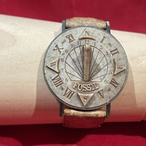 Vintage Collectible | Fossil Sundial Wristwatch with Original Leather ...