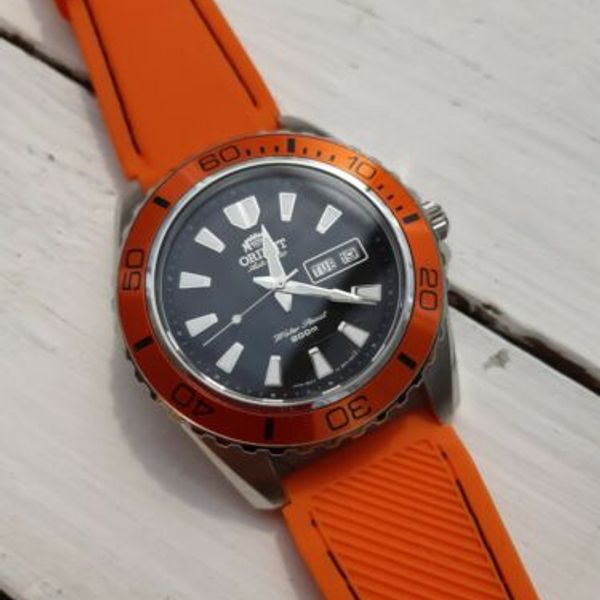 Orient Mako XL orange bezel, rubber strap and original bracelet ...