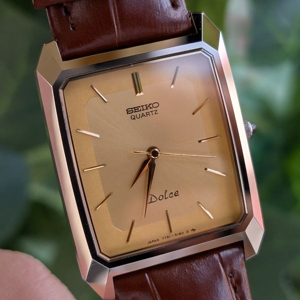 [N Mint] 1984 SEIKO Dolce 7731-5150 Gold Dial tank quartz Men's Watch Vintage | WatchCharts ...
