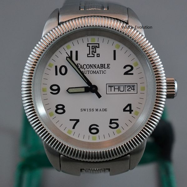 FS: USED Faconnable Men s Arabic Automatic Watch in White | WatchCharts