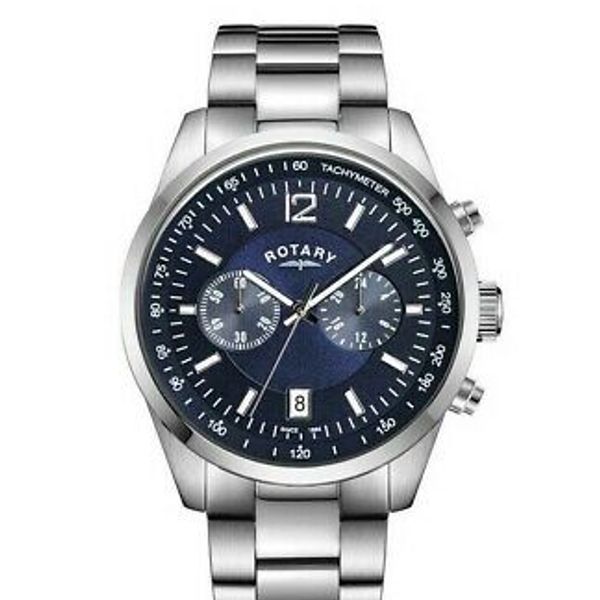 Rotary Men's Blue Dial Chronograph Silver Bracelet Watch Gents GB03140 ...