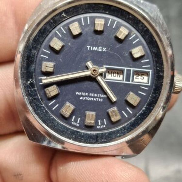 Timex Viscount 1974 Blue Dial Mens Vintage 1970s Automatic Self Winding ...