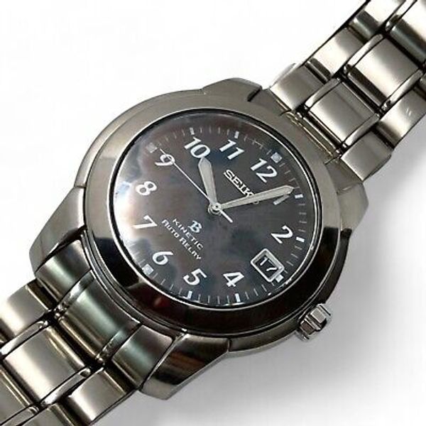 Seiko Brightz 1016 Kinetic Auto Relay Men's Watch Black Titanium Used ...