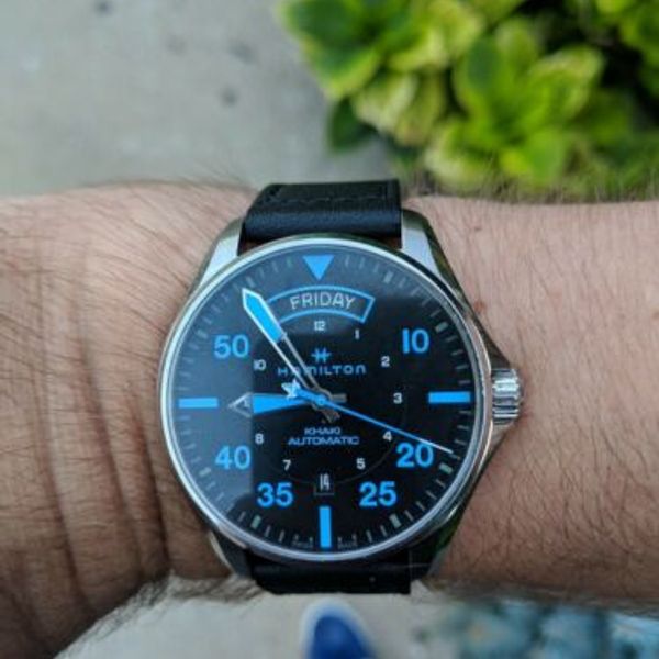 Hamilton Khaki Pilot Air Zermatt 42mm Leather Black Dial Men's Watch ...