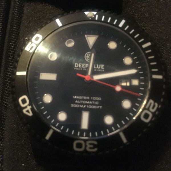 Deep Blue Master 1000 Automatic Dive Watch, Black, Ceramic Bezel, New ...