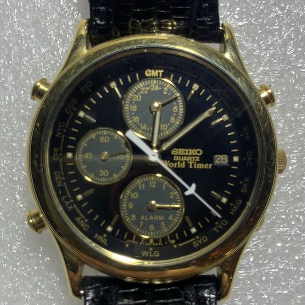 Vintage Seiko World Timer Alarm Watch 5T52-6A39 - New Battery ...