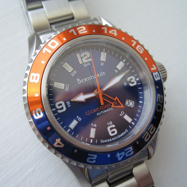 SOLD Bernhardt Globemaster II GMT Blue/Orange | WatchCharts Marketplace