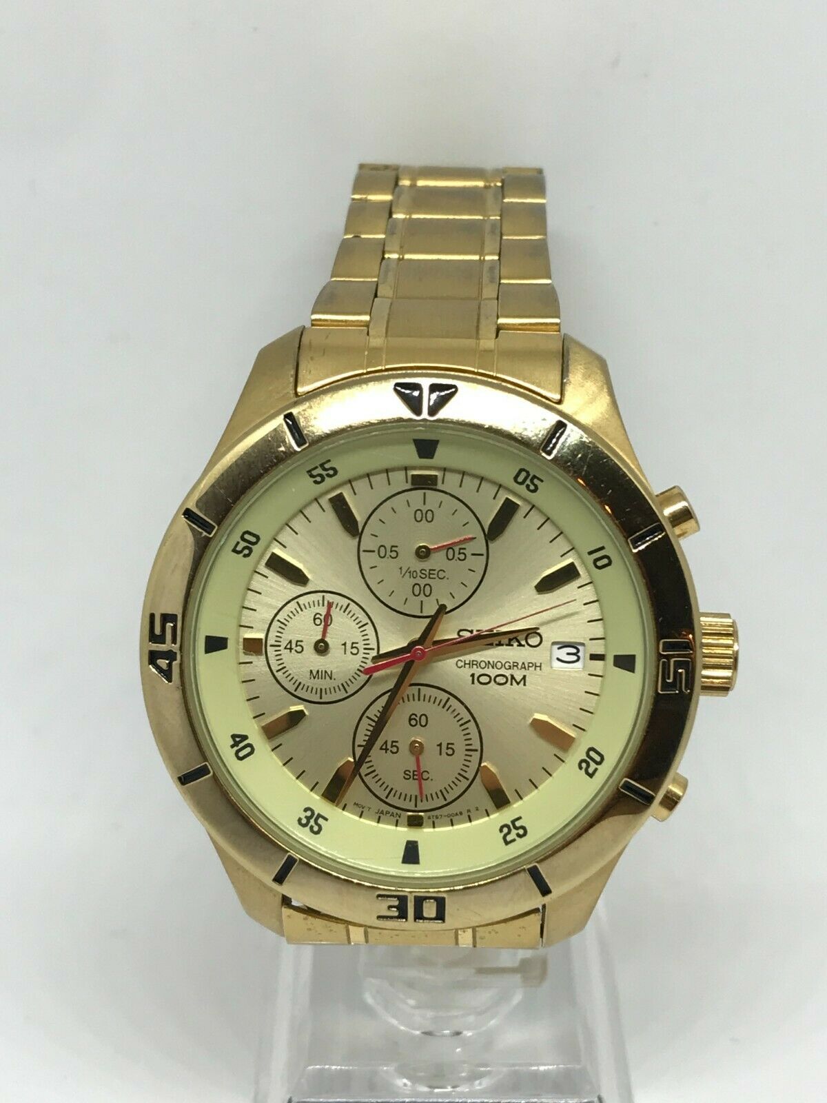 Seiko Gents Multi Dial Chronograph Watch 4T57-00A0 Stainless Steel ...