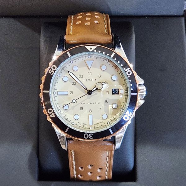 Timex Men's Watch Automatic Leather Strap Luminous Dial & Hands ...