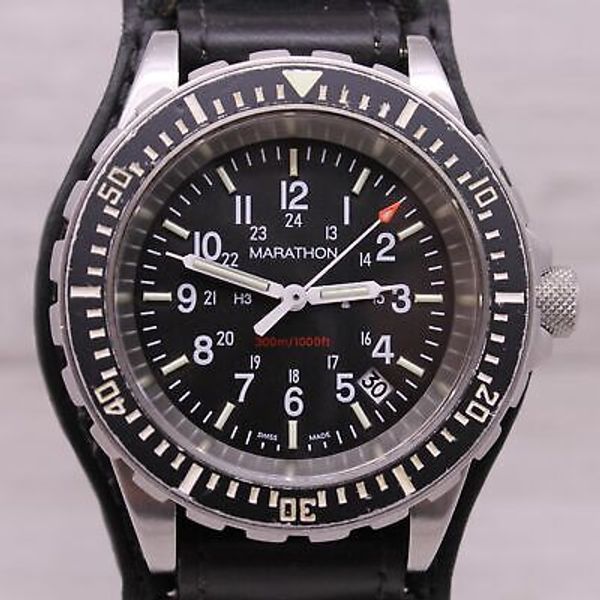 Marathon Large 41mm TSAR Stainless Steel Mens 300m Divers Watch w/ Bund ...
