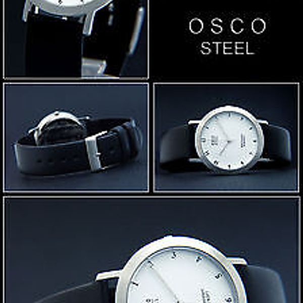 Classic Men's Watch OSCO Flat Curved Glass Arabic Numbers Stainless ...