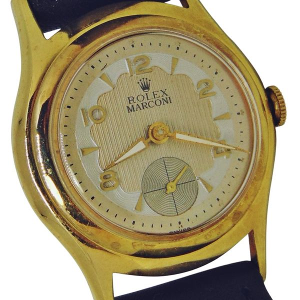 Vintage ROLEX Marconi textured dial 18k gold plated case watch just ...