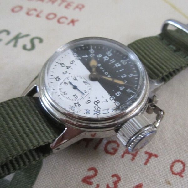 WW2 BULOVA MILITARY WATCH DAY/NIGHT WATCH WITH USN BUSHIPS FROGMAN CASE ...
