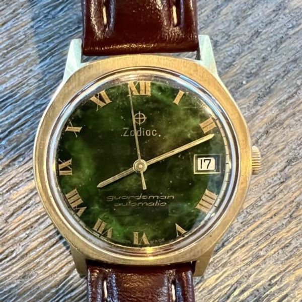 Vintage ZODIAC Guardsman Automatic Cal. 72B RARE Jade Dial Menâ s Swiss ...