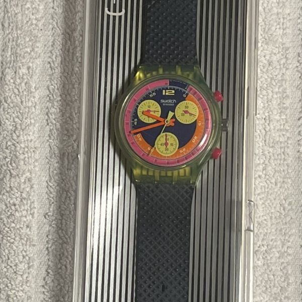 VINTAGE Swatch Watch Chronograph SCJ101 GRAND PRIX 1991 NEW with BOX ...